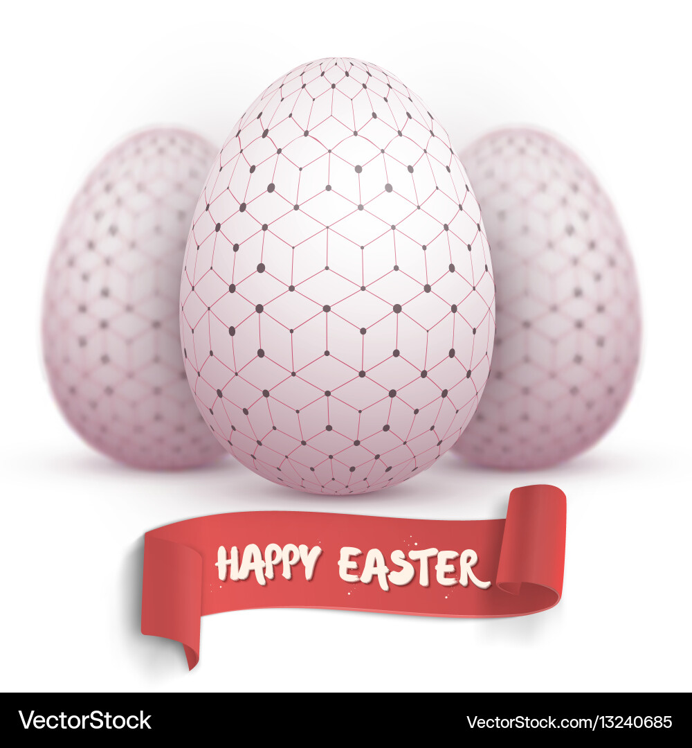 Easter egg set happy painted Royalty Free Vector Image