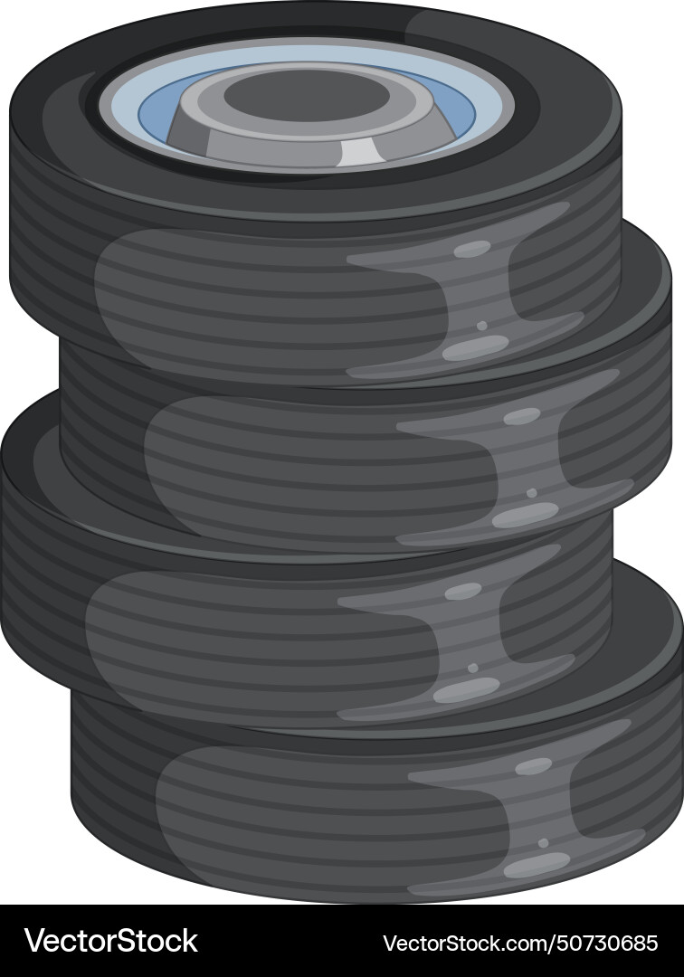 Isometric view of a stack four car tires Vector Image