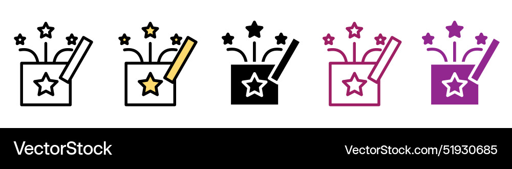 Magic box and mystery package icons with sparkles Vector Image