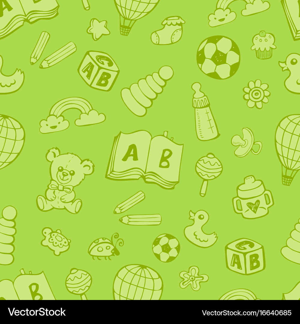 Seamless pattern with cute baby toys Royalty Free Vector