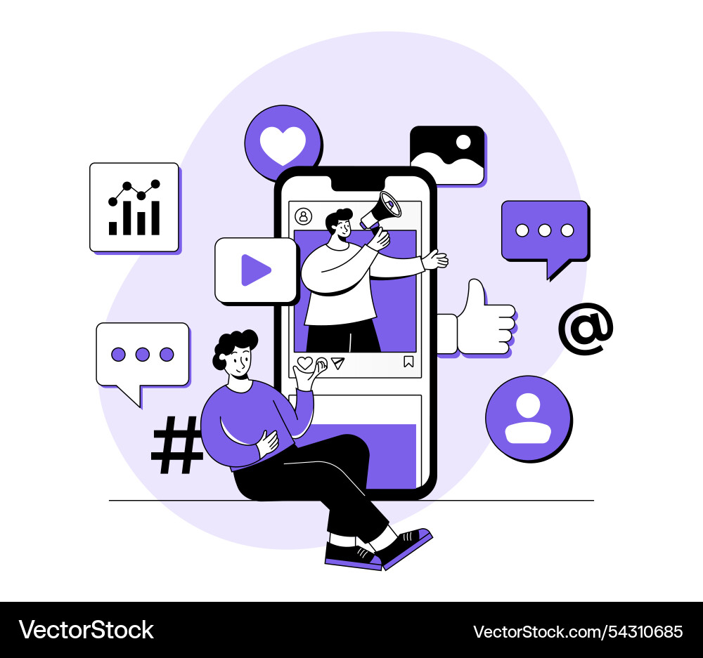 Social media marketing flat Royalty Free Vector Image