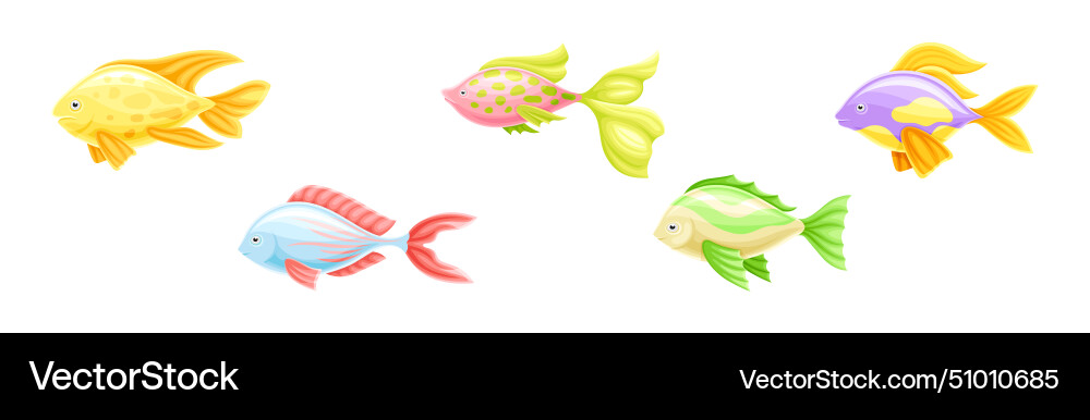 Tropical fish as aquarium sea pet set Royalty Free Vector