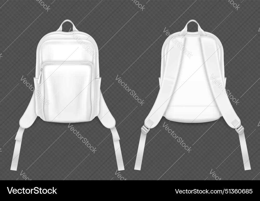 White 3d school or sport backpack mockup Vector Image