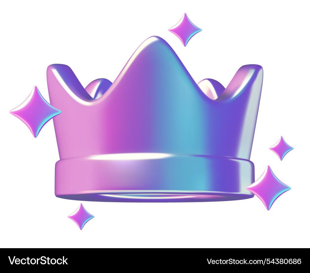 3d crown holographic y2k Royalty Free Vector Image