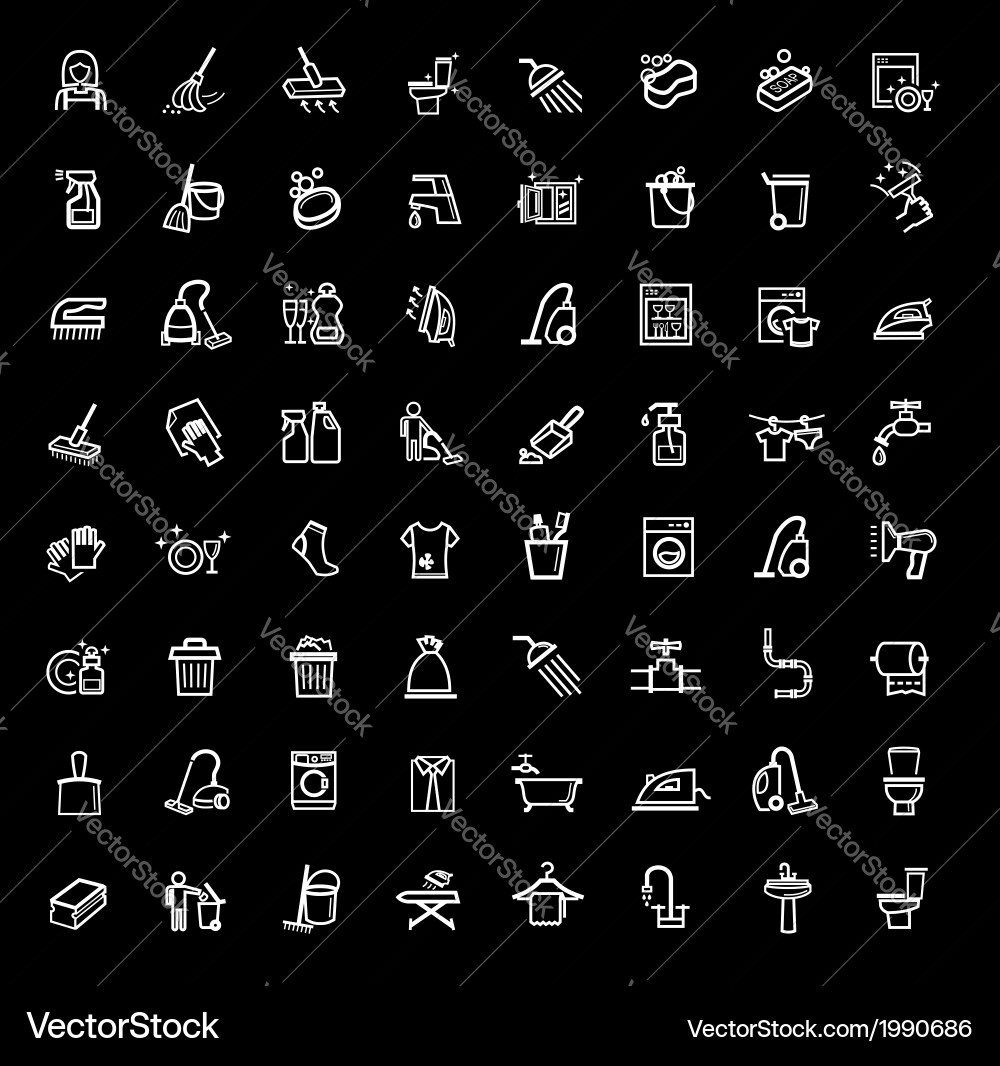 Black cleaning icons set Royalty Free Vector Image Black cleaning icons set Royalty Free Vector Image