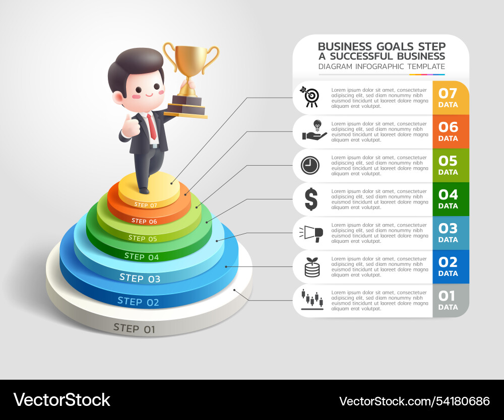 Business success infographic step 3d Royalty Free Vector