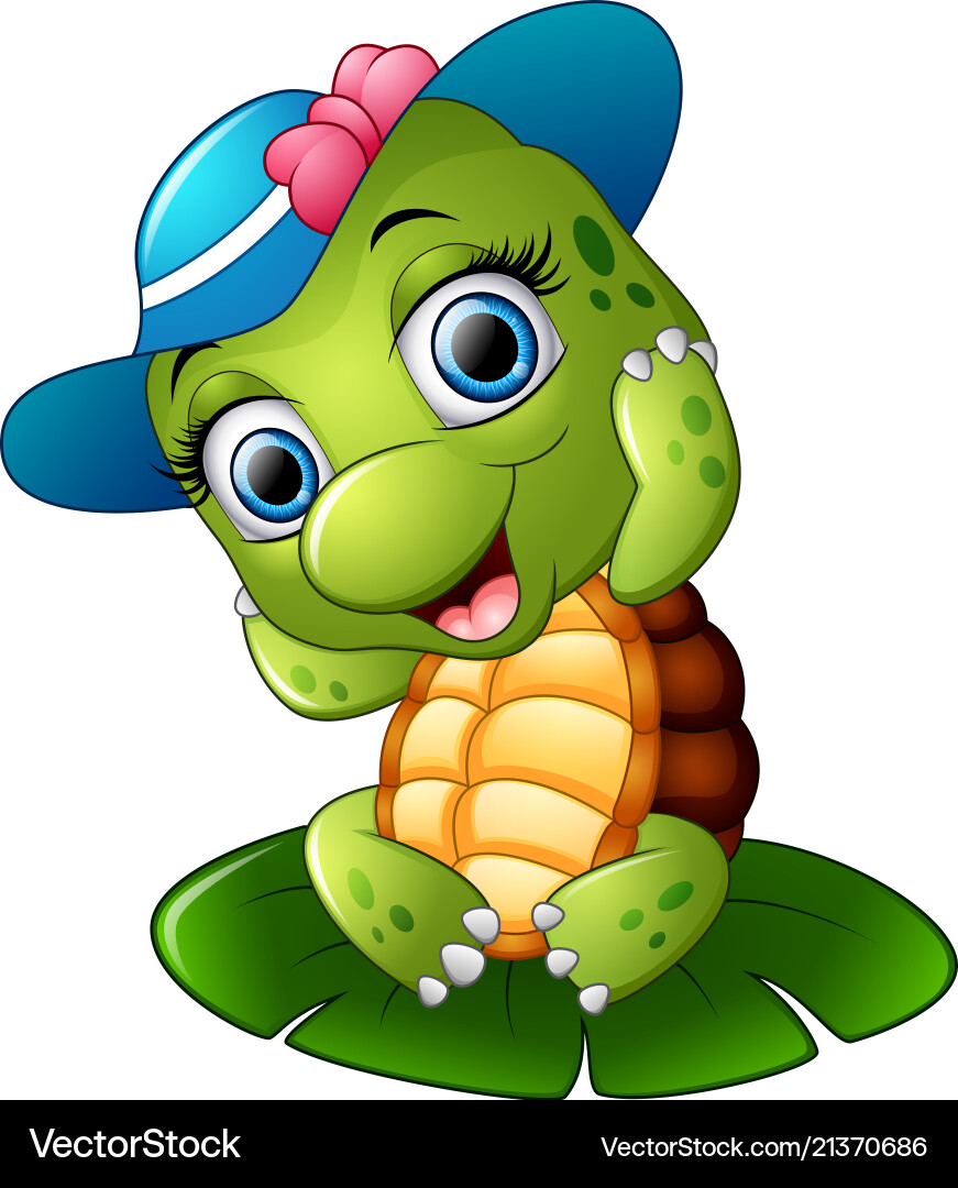 Cheerful Turtle with Blue Cap Royalty Free Vector Image