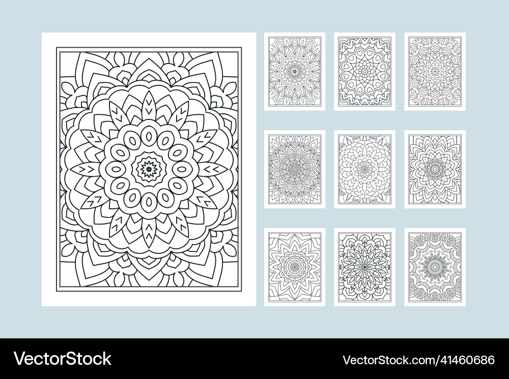 Flower mandala pattern bundle for coloring pages Vector Image