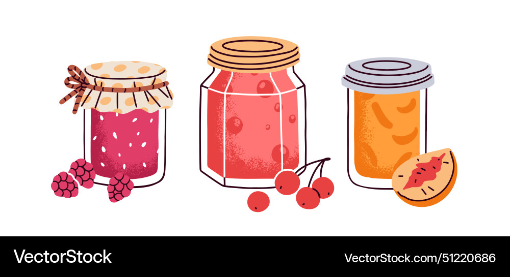 Fruit and berry jam set natural confitures Vector Image