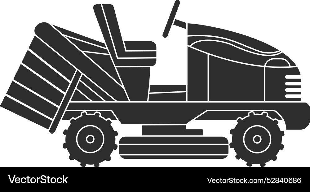 Grass cutting machine black icon lawn mower Vector Image