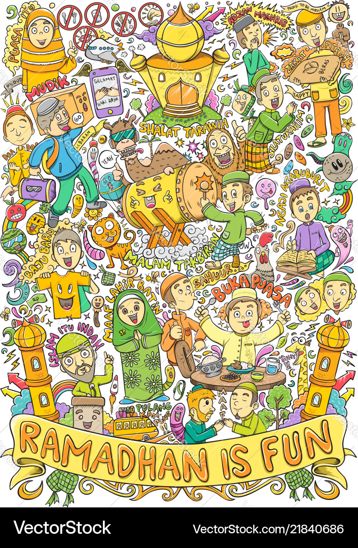Islamic doodle for ramadhan and eid mubarrak event