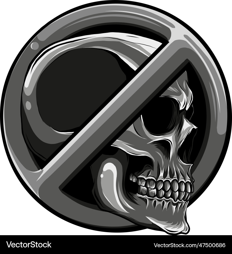 Monochromatic no skull symbol isolated on white Vector Image