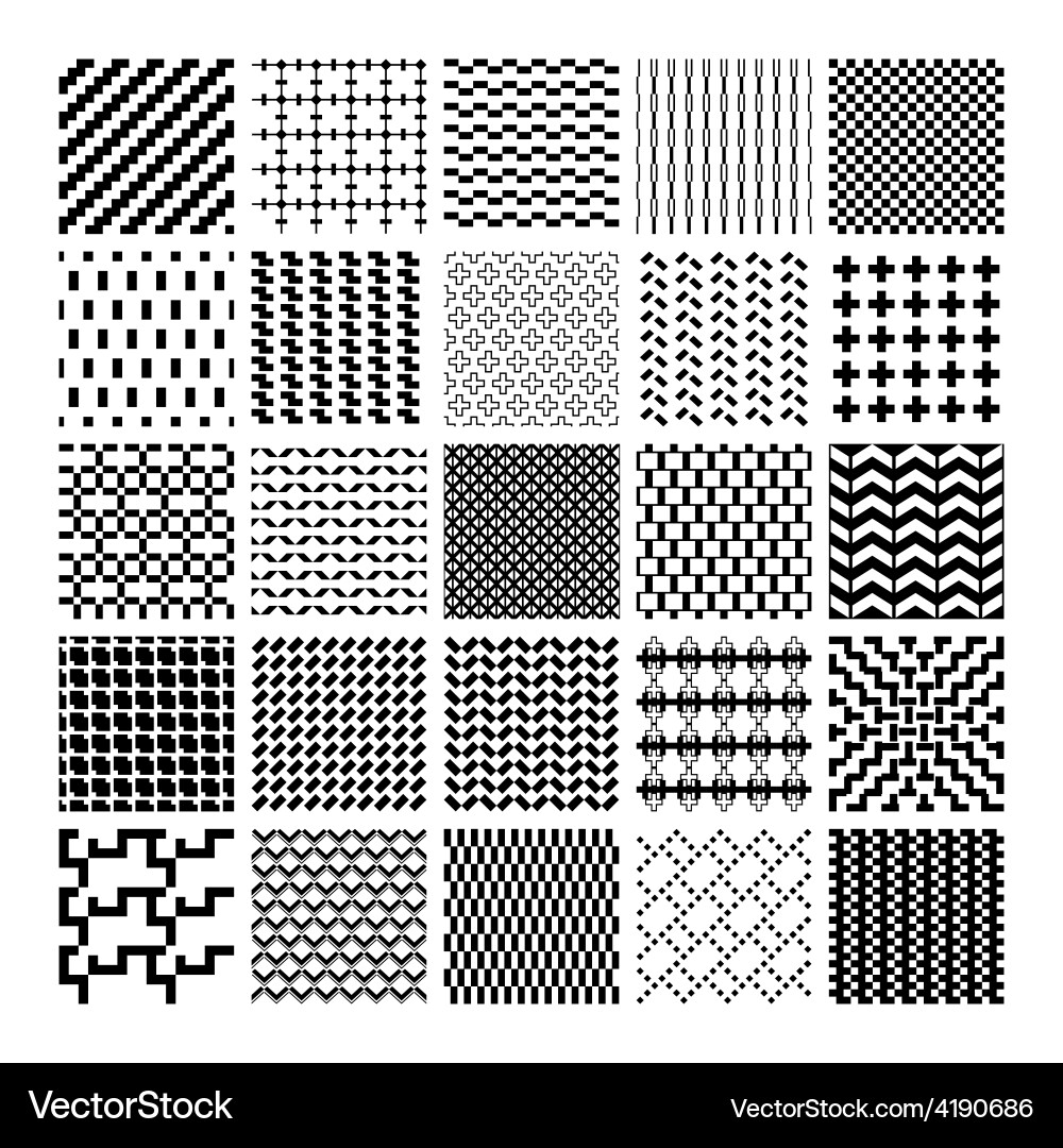 Monochrome geometric seamless patterns Royalty Free Vector
