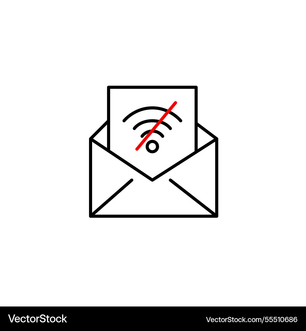 Open envelope and no wi-fi symbol email sent Vector Image