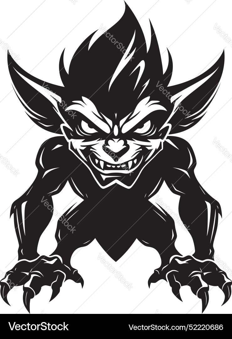 Sinister goblin schematics cartoon logo diabolic Vector Image