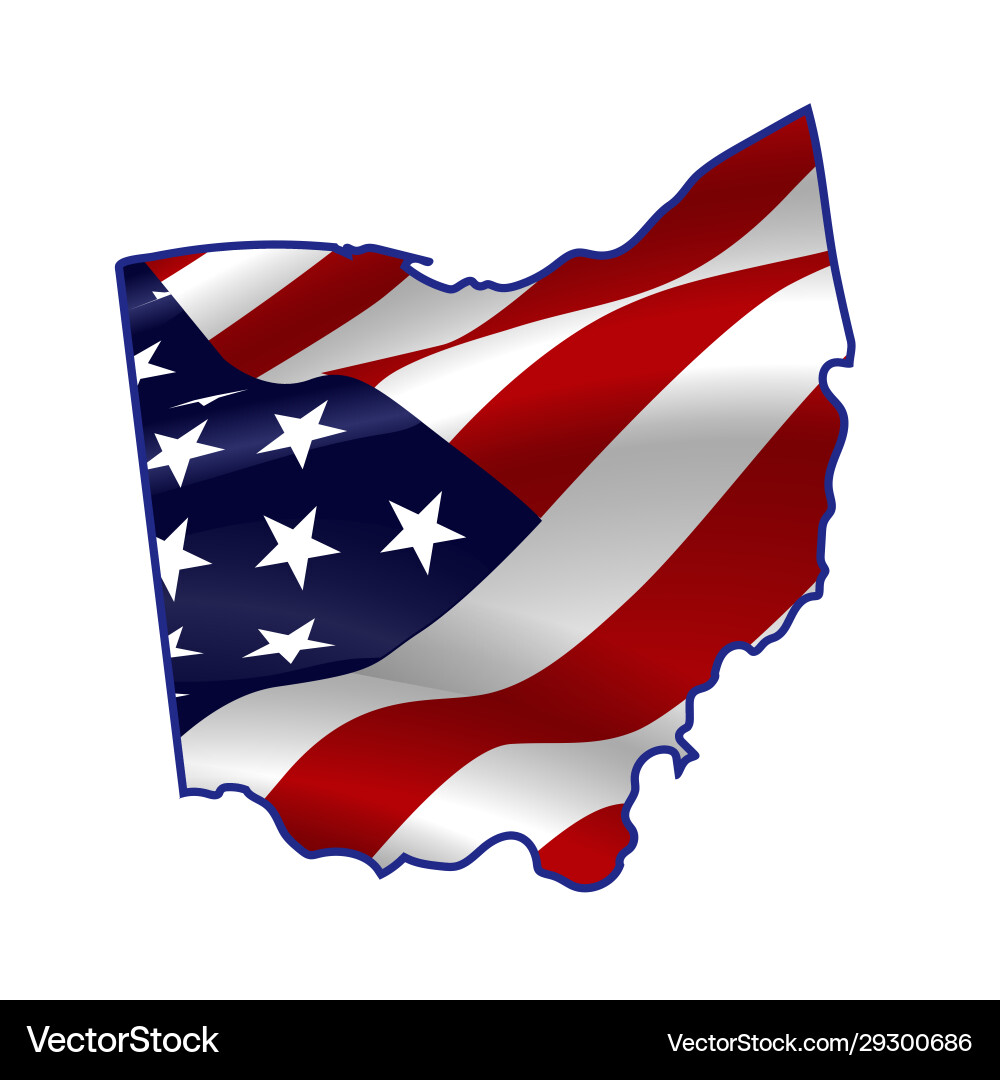 United states ohio full american flag map Vector Image