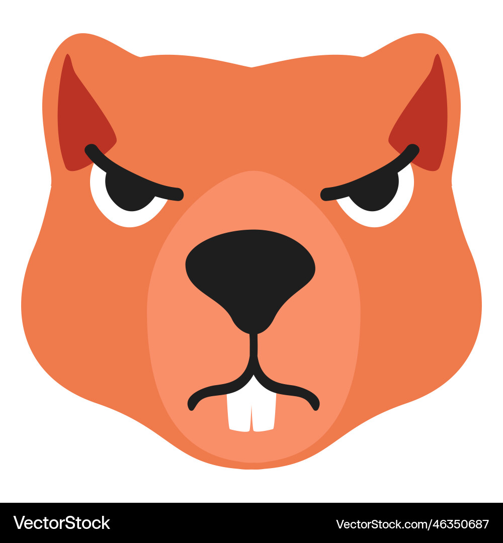 Beaver muzzle angry flat sticker Royalty Free Vector Image