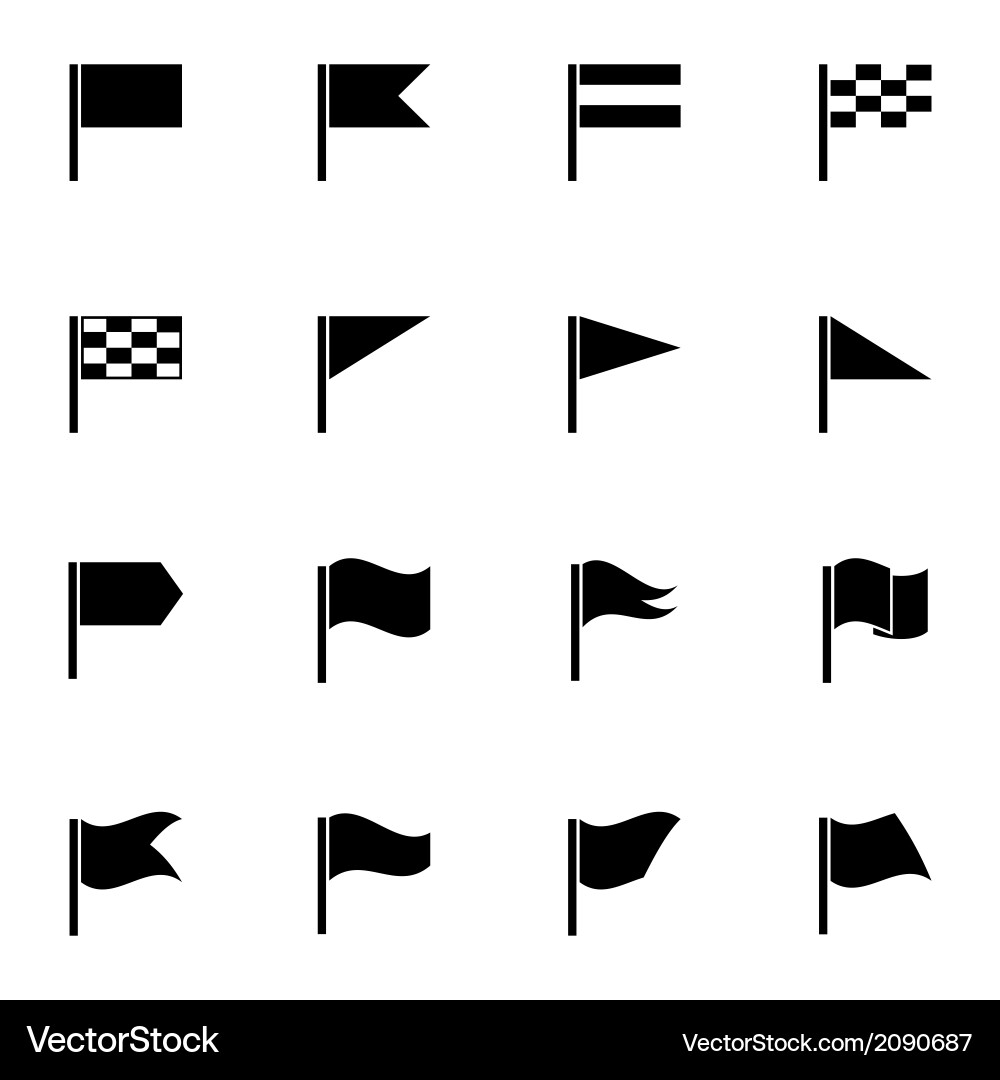 Black flag icons set Royalty Free Vector Image