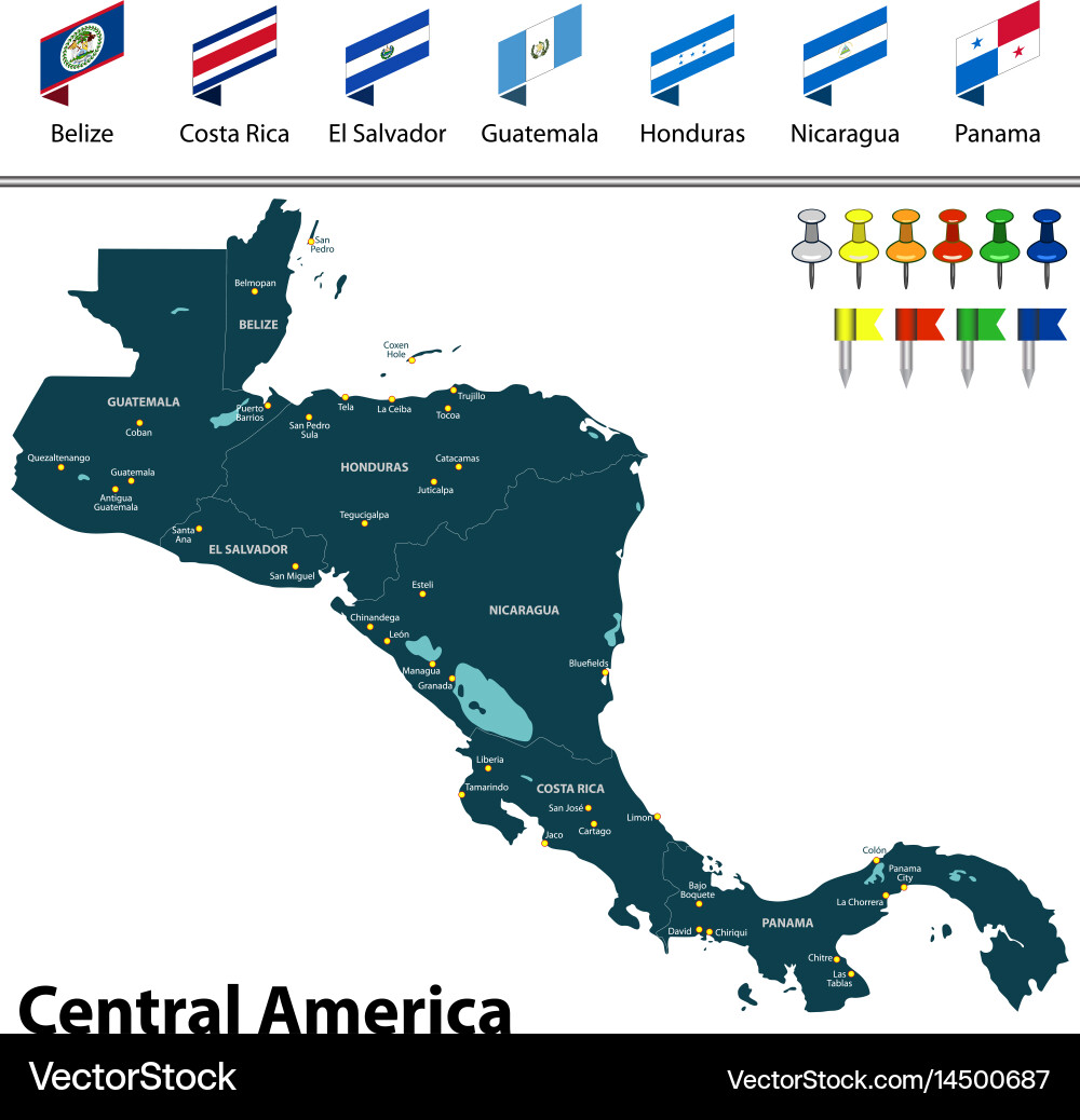Central America Map Royalty Free Vector Image - VectorStock