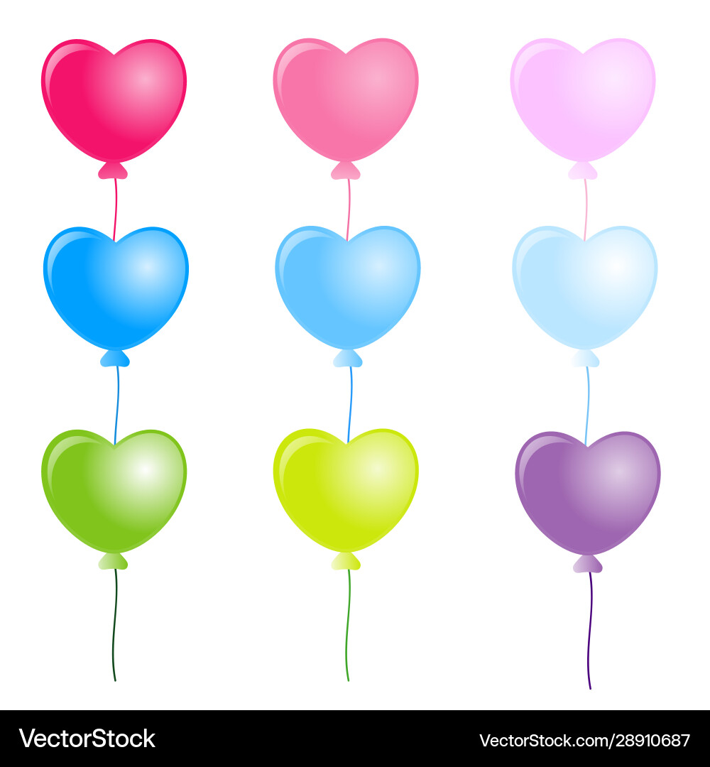 Colorful heart balloons on white background Vector Image