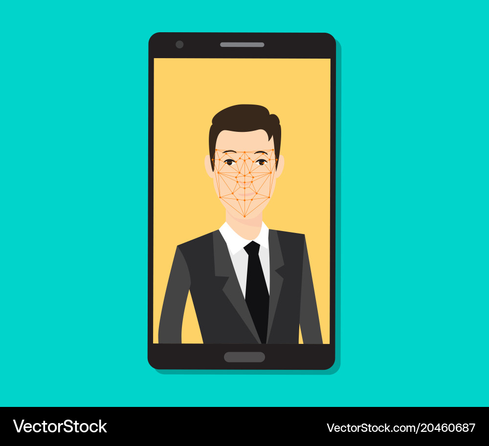 Facial recognition men with face tracking point Vector Image