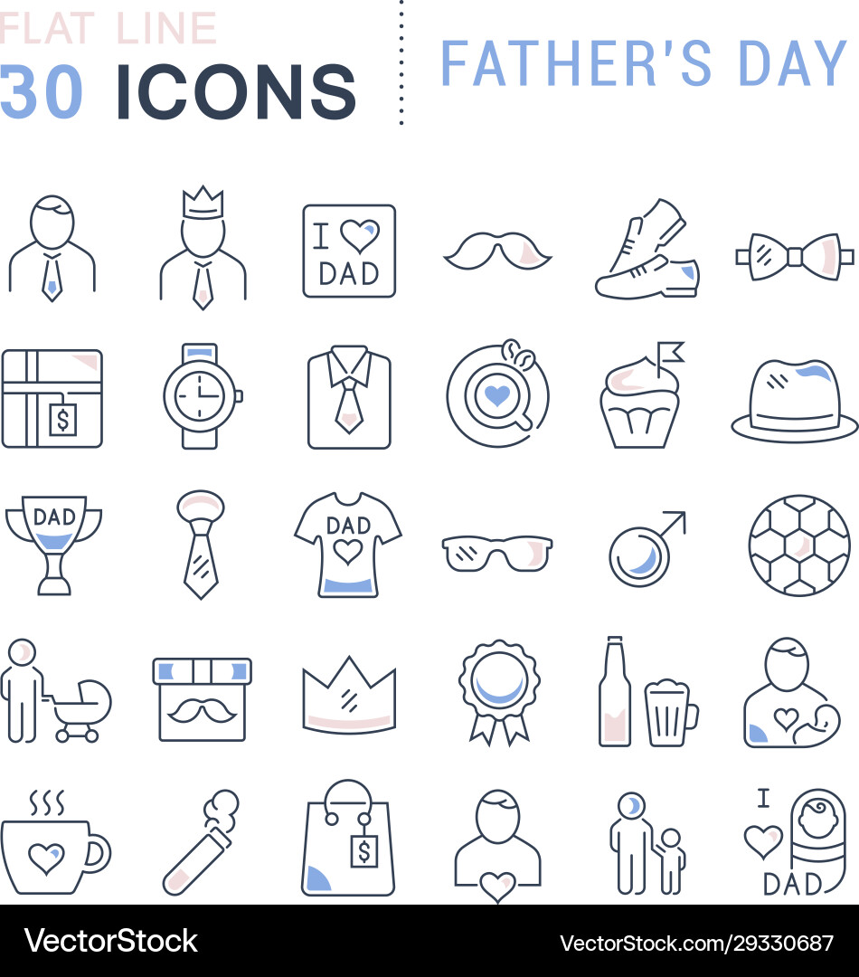 Father's Day Line Icons Royalty Free Vector Image
