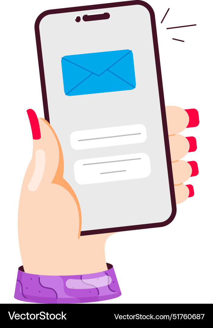 Get your hands on electronic mail flat sticker Vector Image