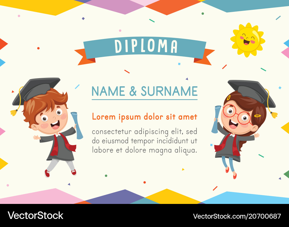 Kids diploma Royalty Free Vector Image - VectorStock