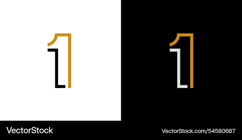 Modern and cool number 1 logo design Royalty Free Vector
