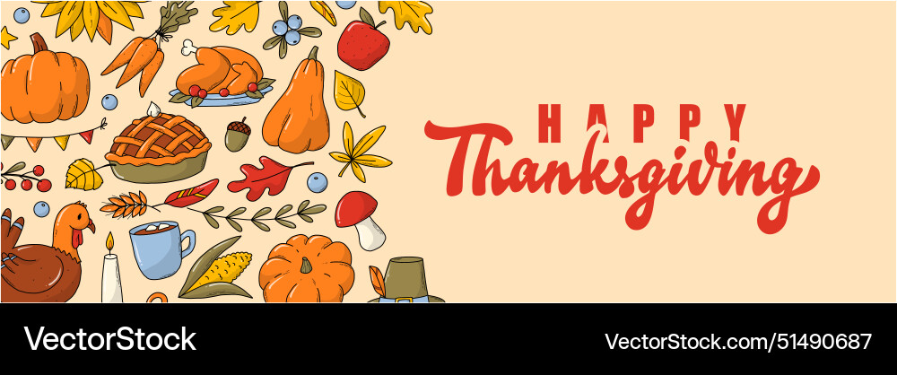Thanksgiving horizontal banner Royalty Free Vector Image