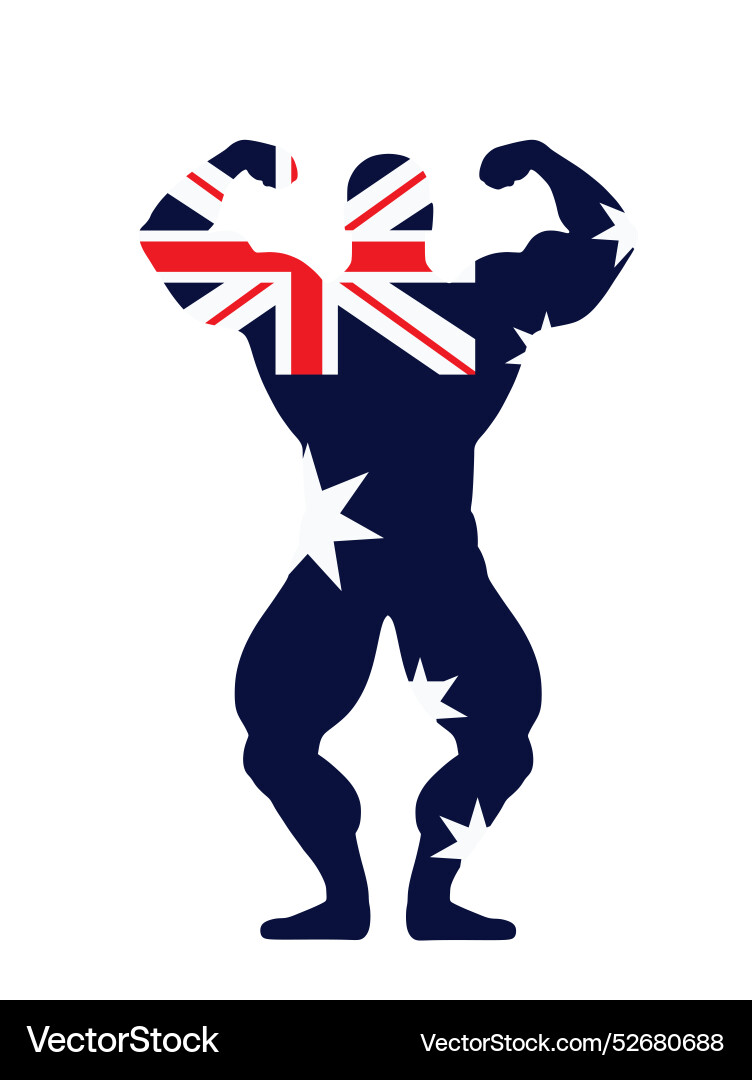 Australia flag muscular bodybuilder silhouette Vector Image