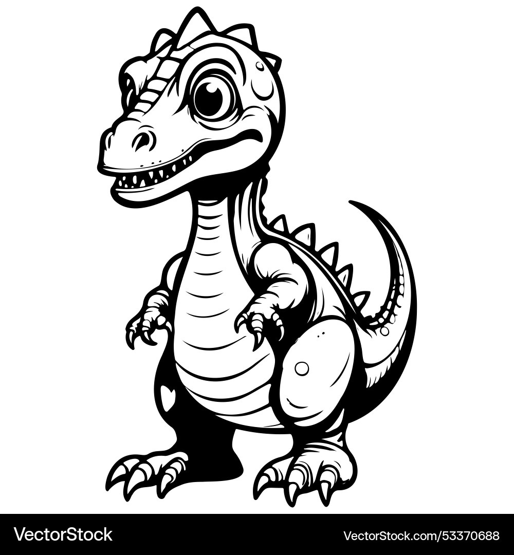 Dinosaur drawing realistic hand line art Vector Image