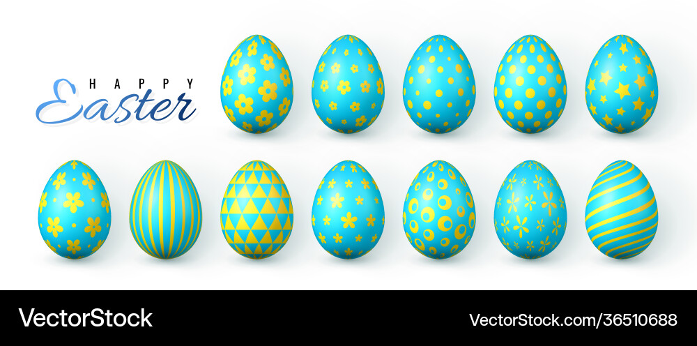 Happy easter color eggs on white background Vector Image