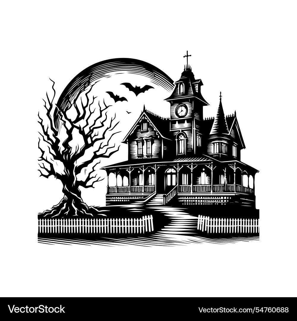Haunted house silhouette Royalty Free Vector Image