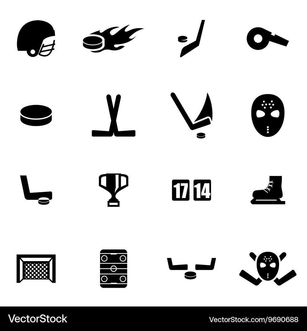 Hockey Icon Set - Black & White Royalty Free Vector