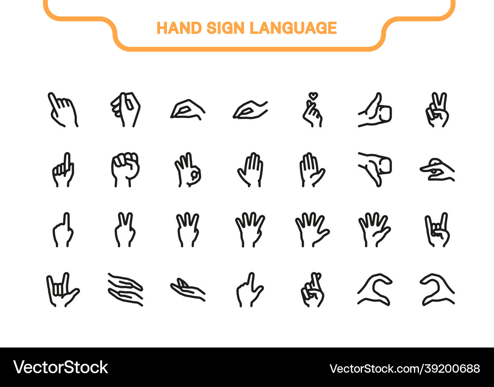 Icon line and fill set hand sign language Vector Image