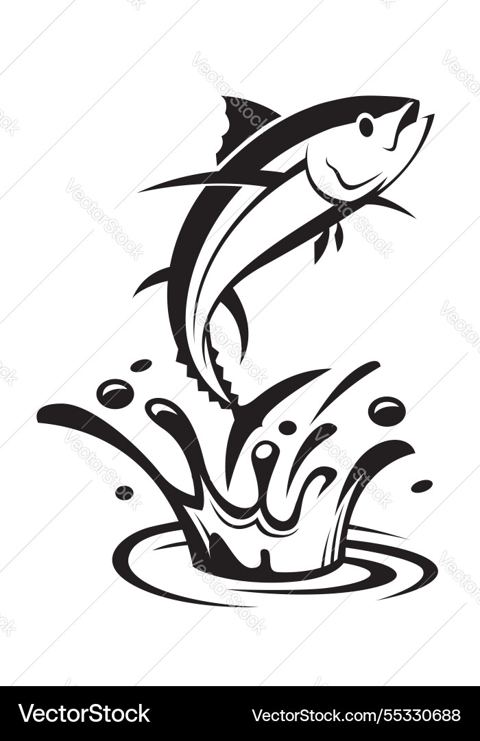 Jumping fish emblem Royalty Free Vector Image - VectorStock