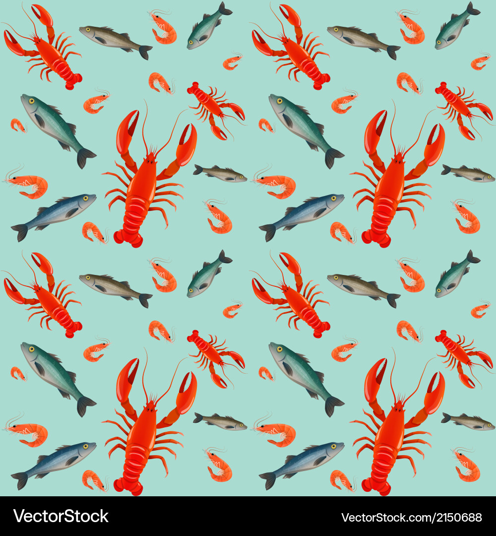 Lobster seamless pattern Royalty Free Vector Image