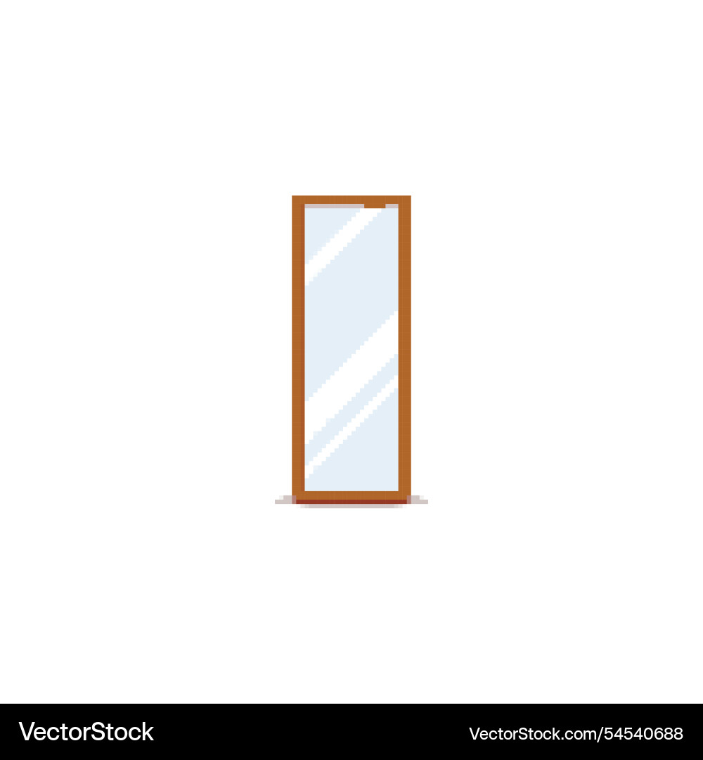 Pixel Kunst quadratischer Spiegel mit Holzrahmen Vektorbild