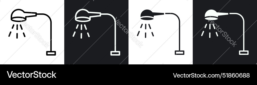 Street light liner and solid icon set in black Vector Image