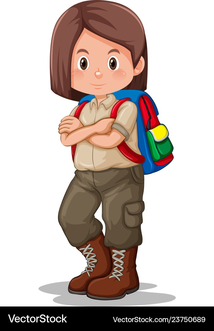 A camping girl character Royalty Free Vector Image