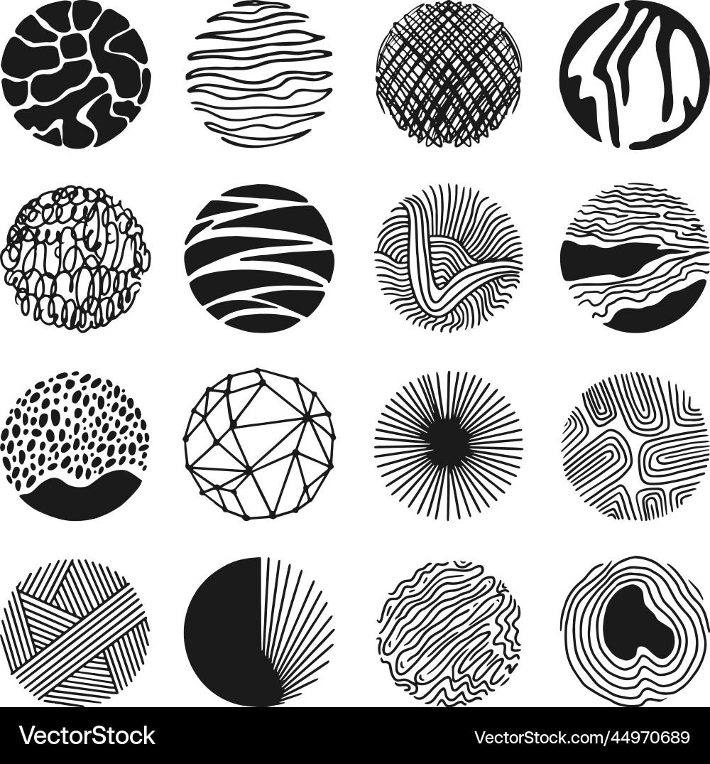 Abstract grunge round textures hand drawn drops Vector Image