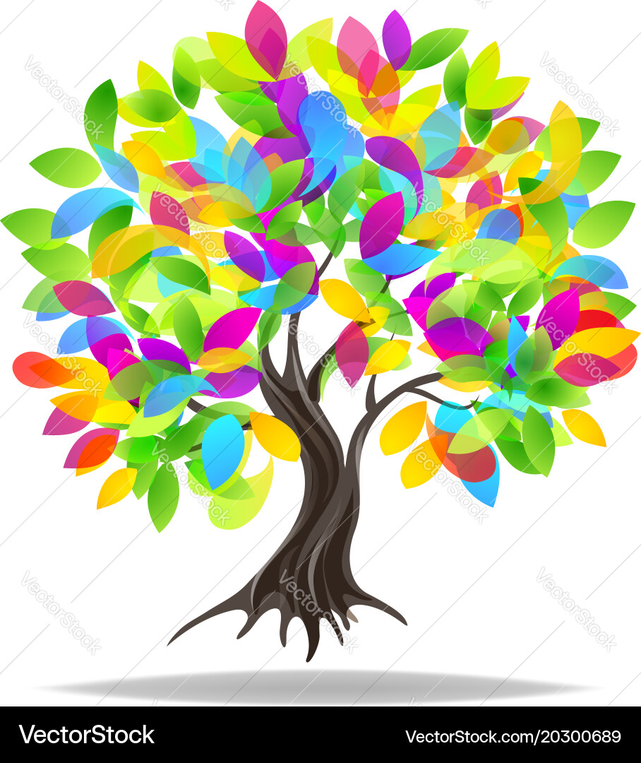 Colored tree Royalty Free Vector Image - VectorStock
