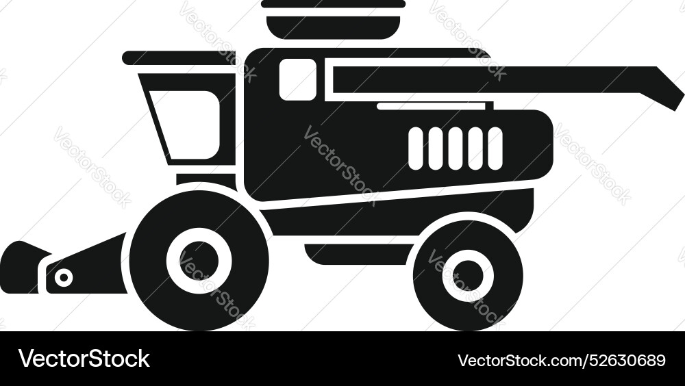 Combine harvester working in field icon showing Vector Image