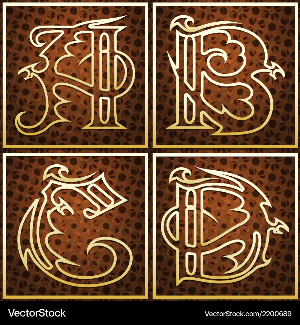 Dragon font part one Royalty Free Vector Image