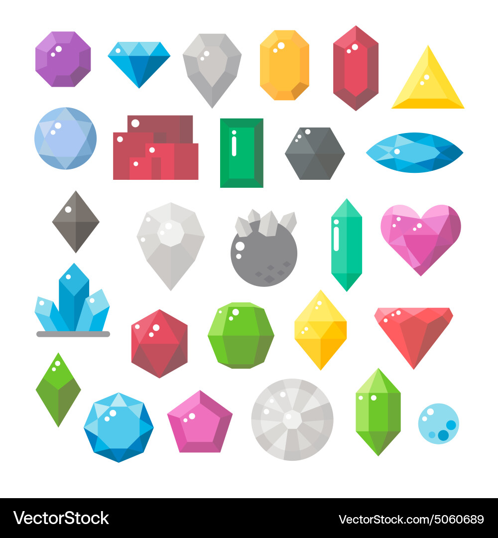 Flat design of gemstones set Royalty Free Vector Image