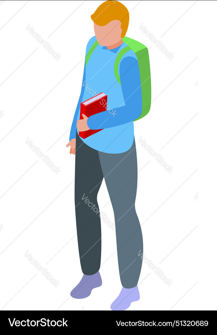 Isometric of a male student Royalty Free Vector Image
