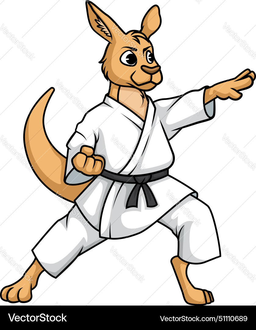 Kangaroo doing karate cartoon clip art Royalty Free Vector