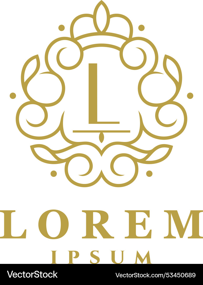 Luxury frame letter l logo template Royalty Free Vector