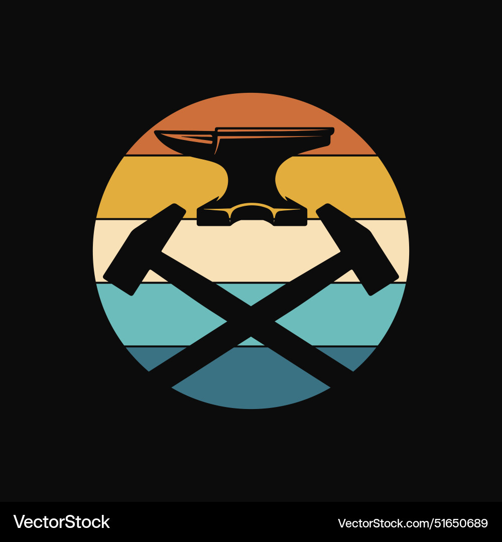 Retro blacksmith blacksmithing vintage Royalty Free Vector